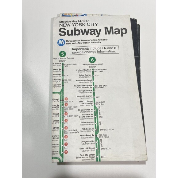 Other | Vintage New York City Subway Map 1987 May 24 Mta K H Line ...